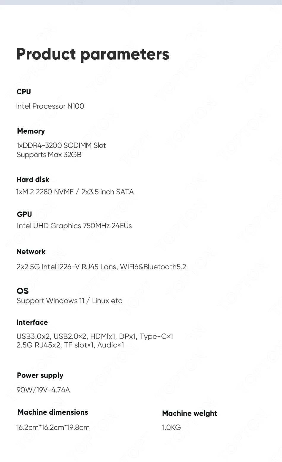 Topton 2-bay Nas R1 Pro 12th Gen In-tel N100 Network Attached Storage ...