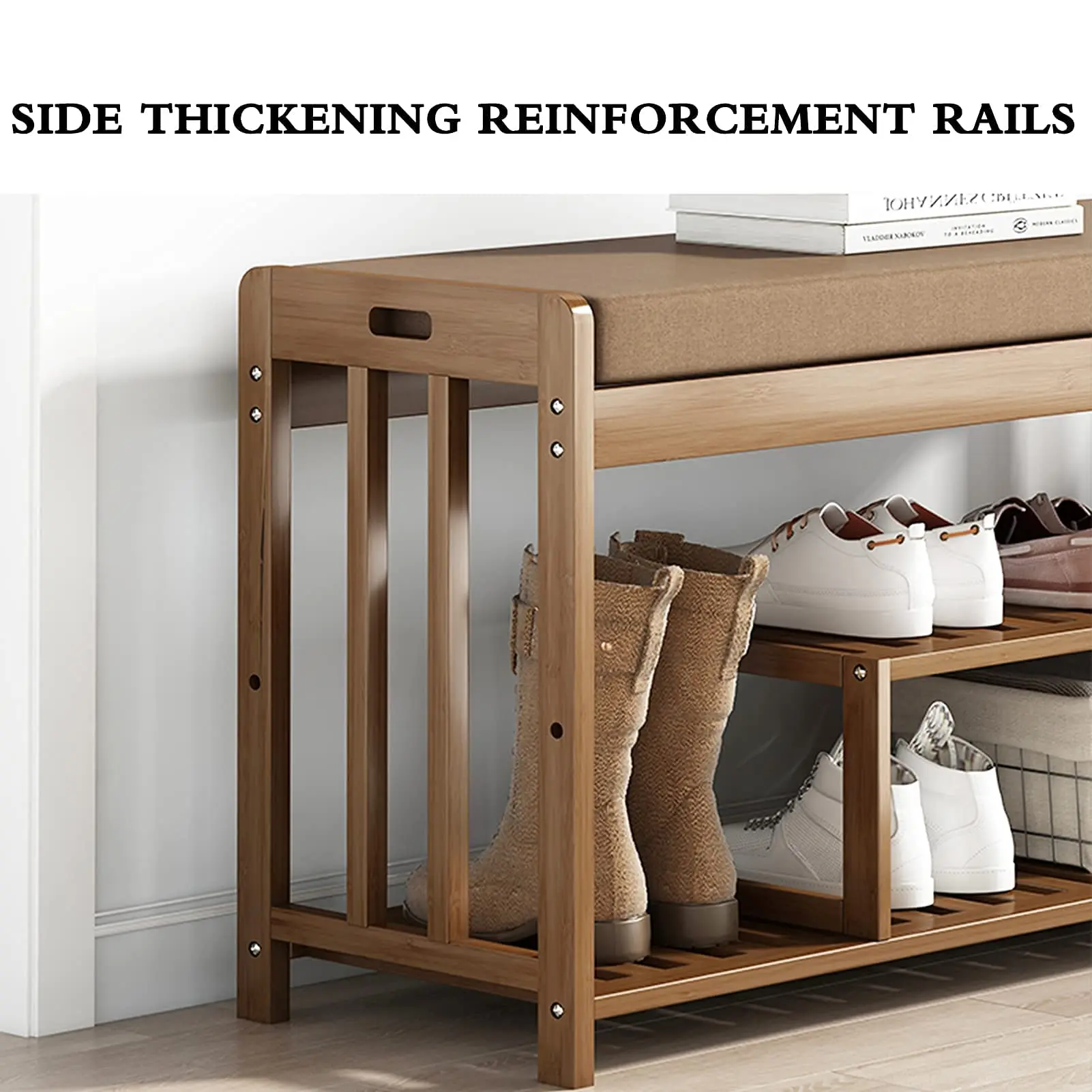 2 Tier Wooden Shoe Rack Cabinet Bench for Storage & Style