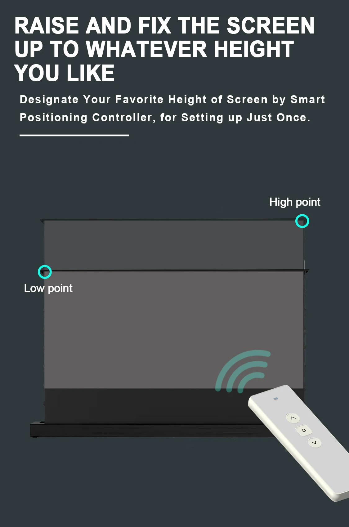 Wupro New Design 100'' Floor Rising Projector Screen Smart Remote ...