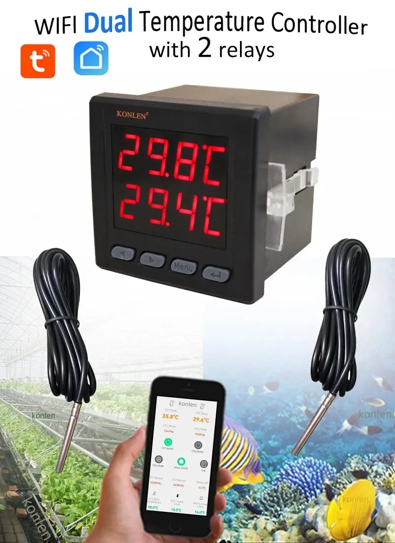 Tuya WIFI Dual Temperature Sensor - Smart Thermostat Controller