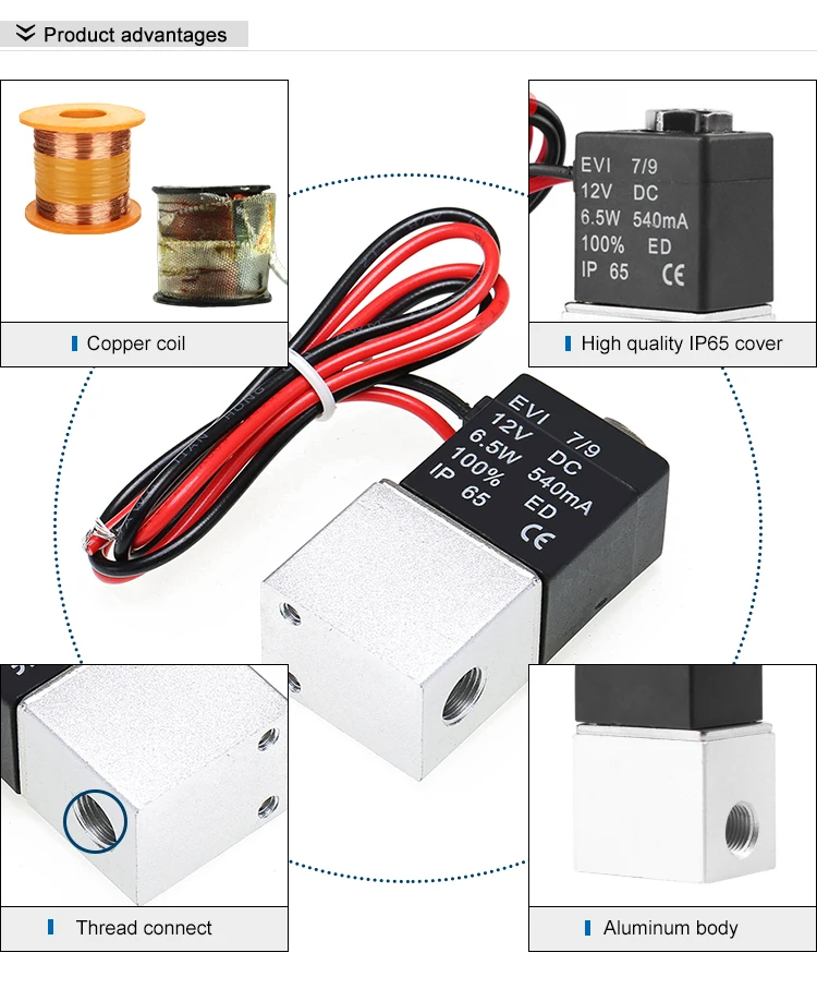 SONGO DC 12V 220VAC 1/8" 2 Way Solenoid Valve for Water, Air, Oil