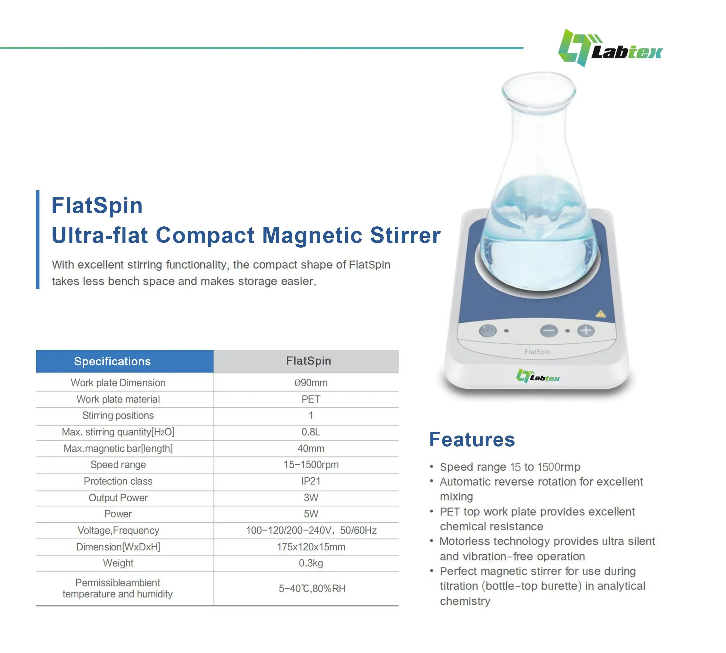 Labtex Flatspin Ultra-flat Compact Magnetic Stirrer - Buy Stirrer Hot ...