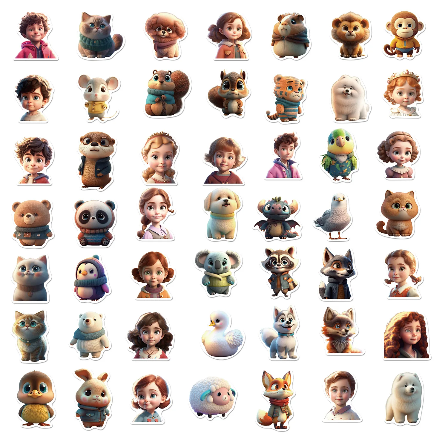50PCS Pixar Style Anime Character Stickers - Cute & Eco-friendly