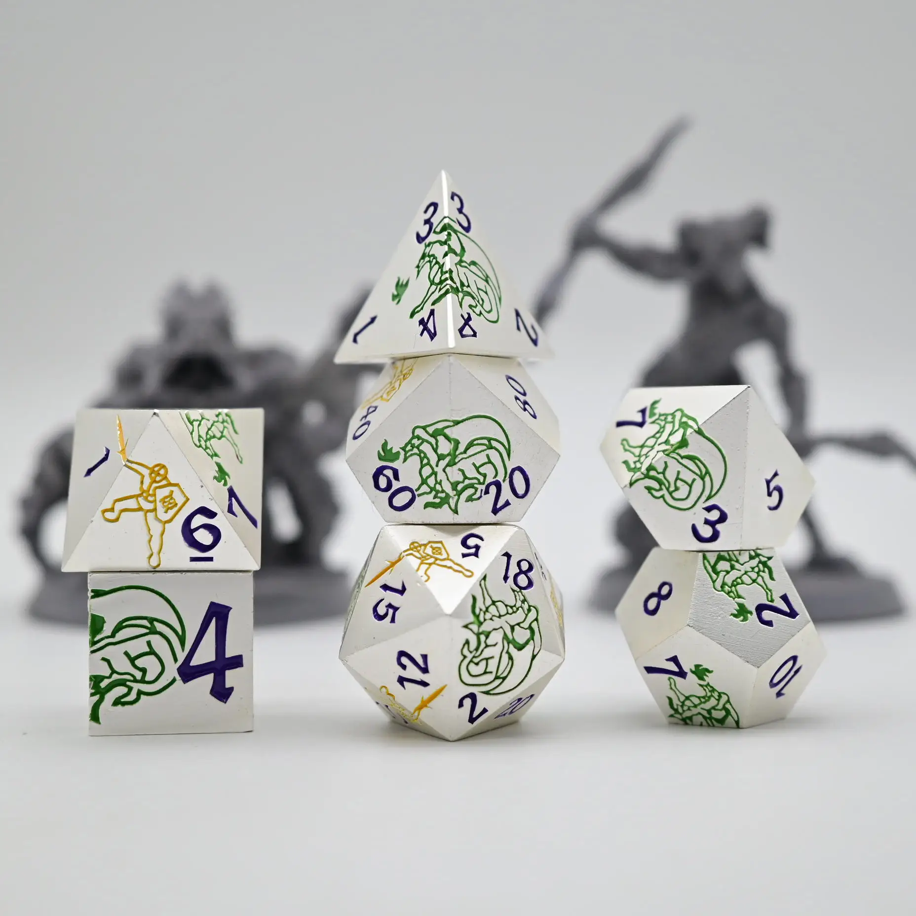 LM DND Warrior D20 Carving Dice Set 16mm Black Zinc Metal for DND 5E ...