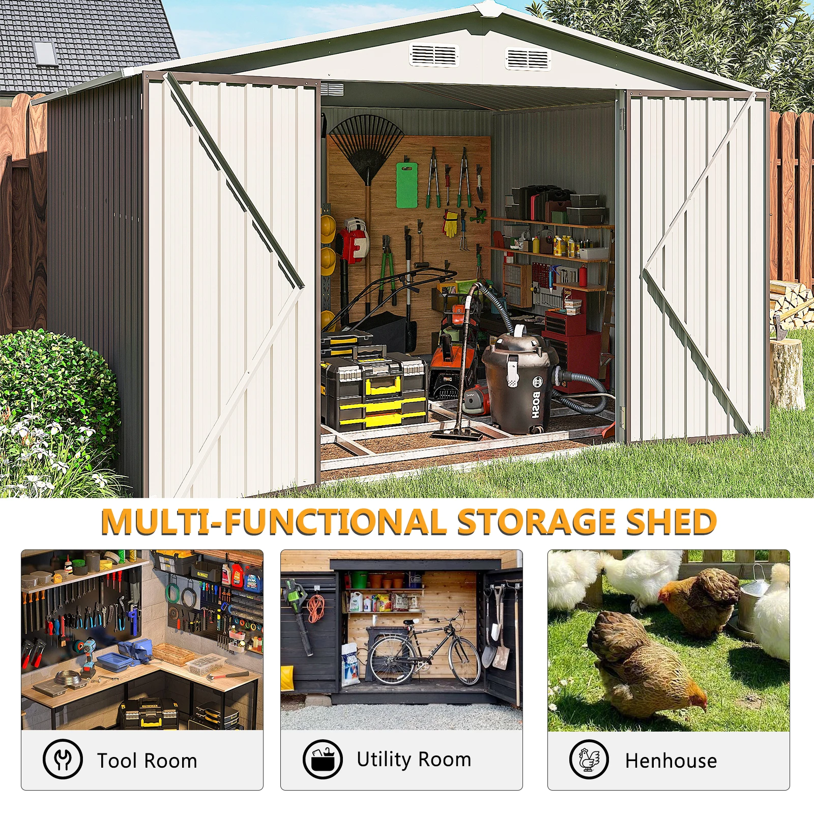 8*10ft Modern Sheds Storage Outdoor Storage Shed - Easy Assembly