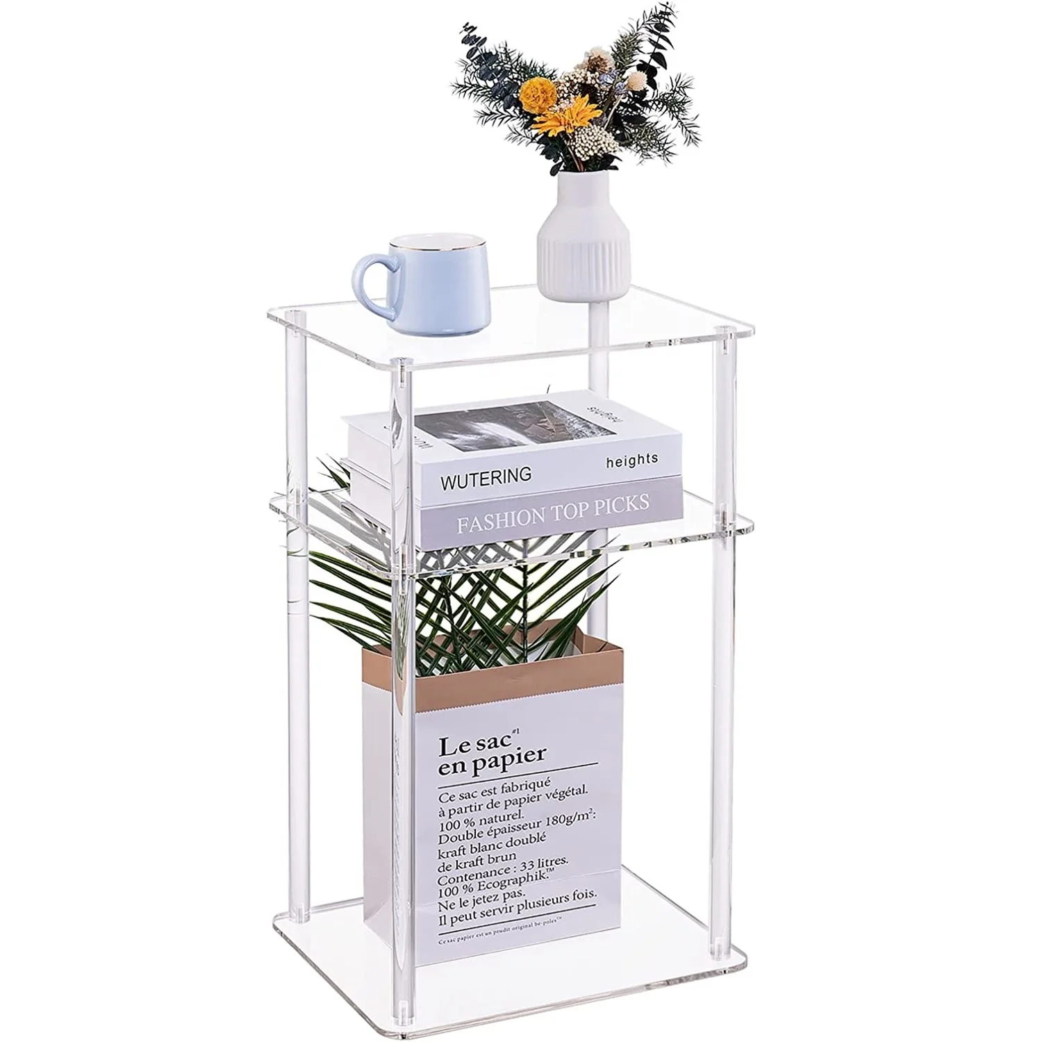 Clear Acrylic Side Table For Small Spaces Small Nightstand Bedside ...
