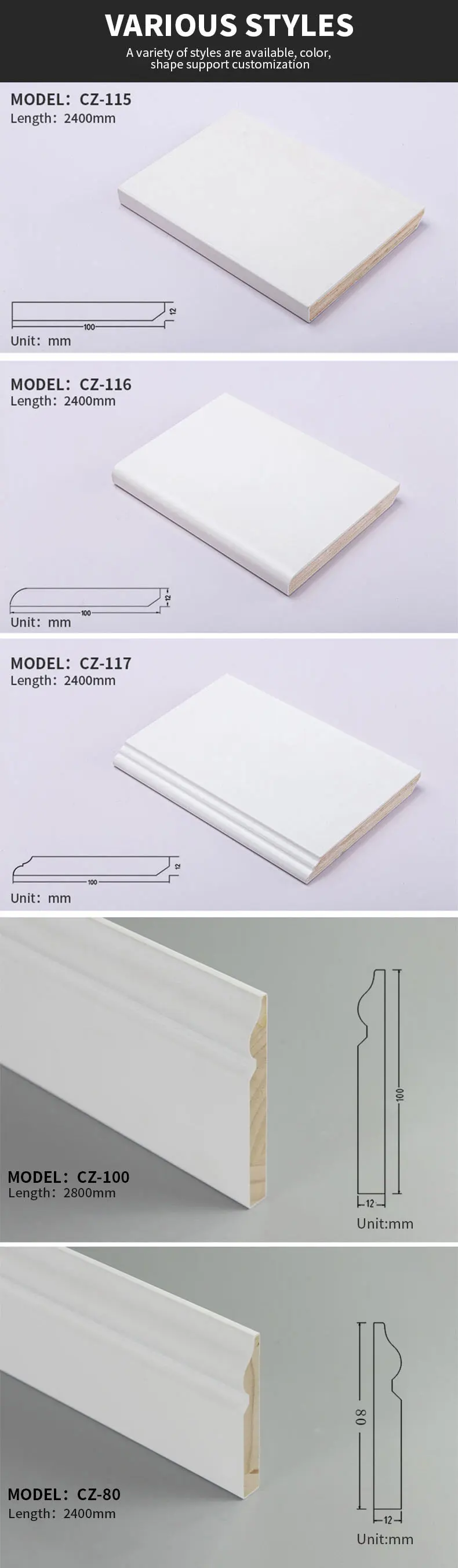 Wooden Interior Decoration Solid Wood Baseboard Molding Floor Skirting ...