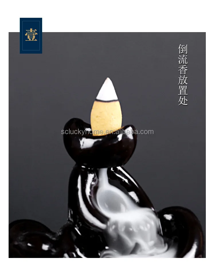 Gift Lotus Smoke Waterfall Water Backflow Arabian Aromatherapy Incense ...