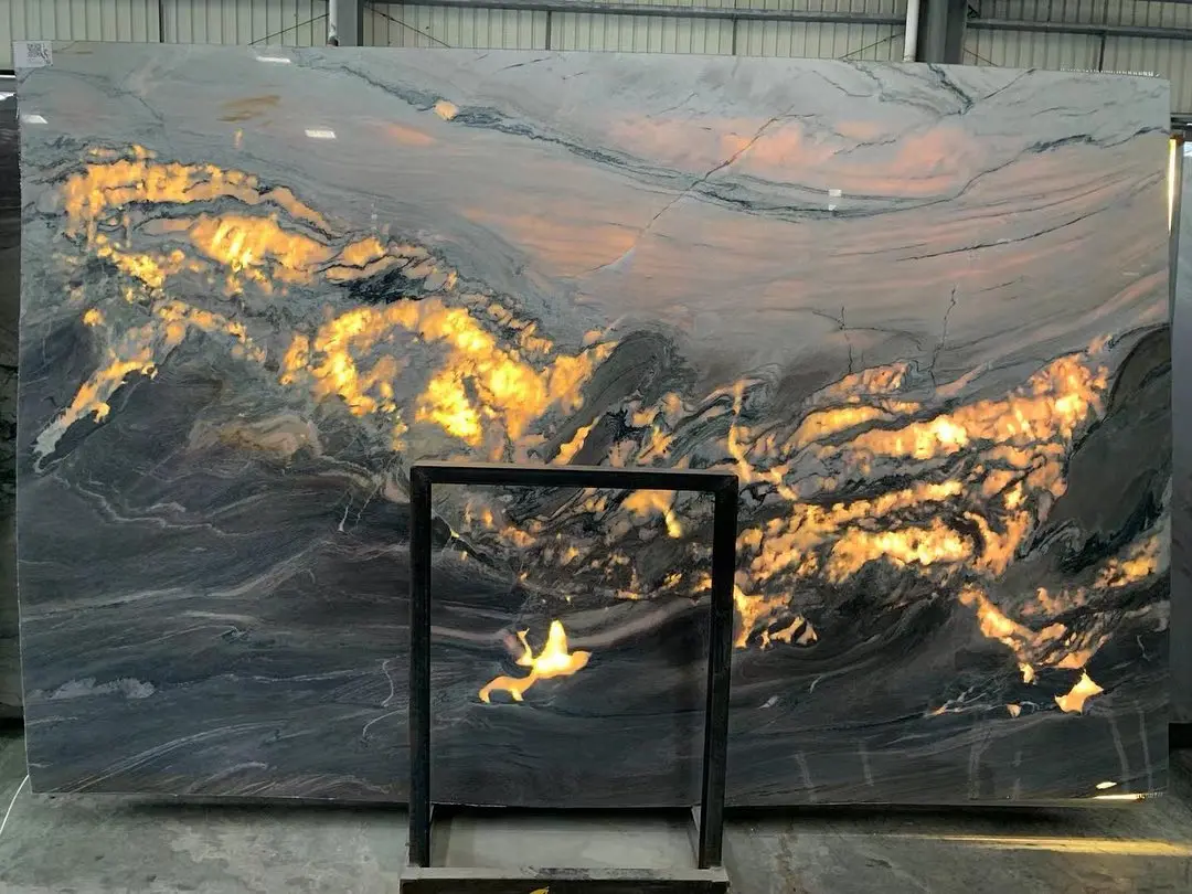 Natural Purple Marble Wall Decor Luxury Purple Quartzite Slab For Villa ...