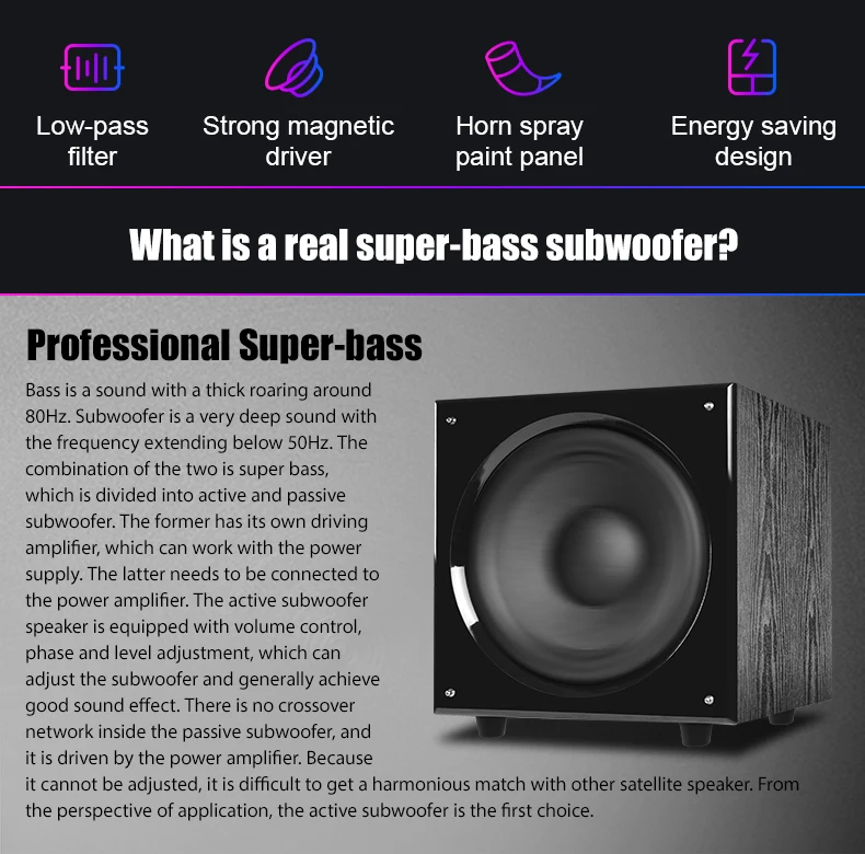 12 Inch Home Theater Subwoofer - 300W RMS Power Output