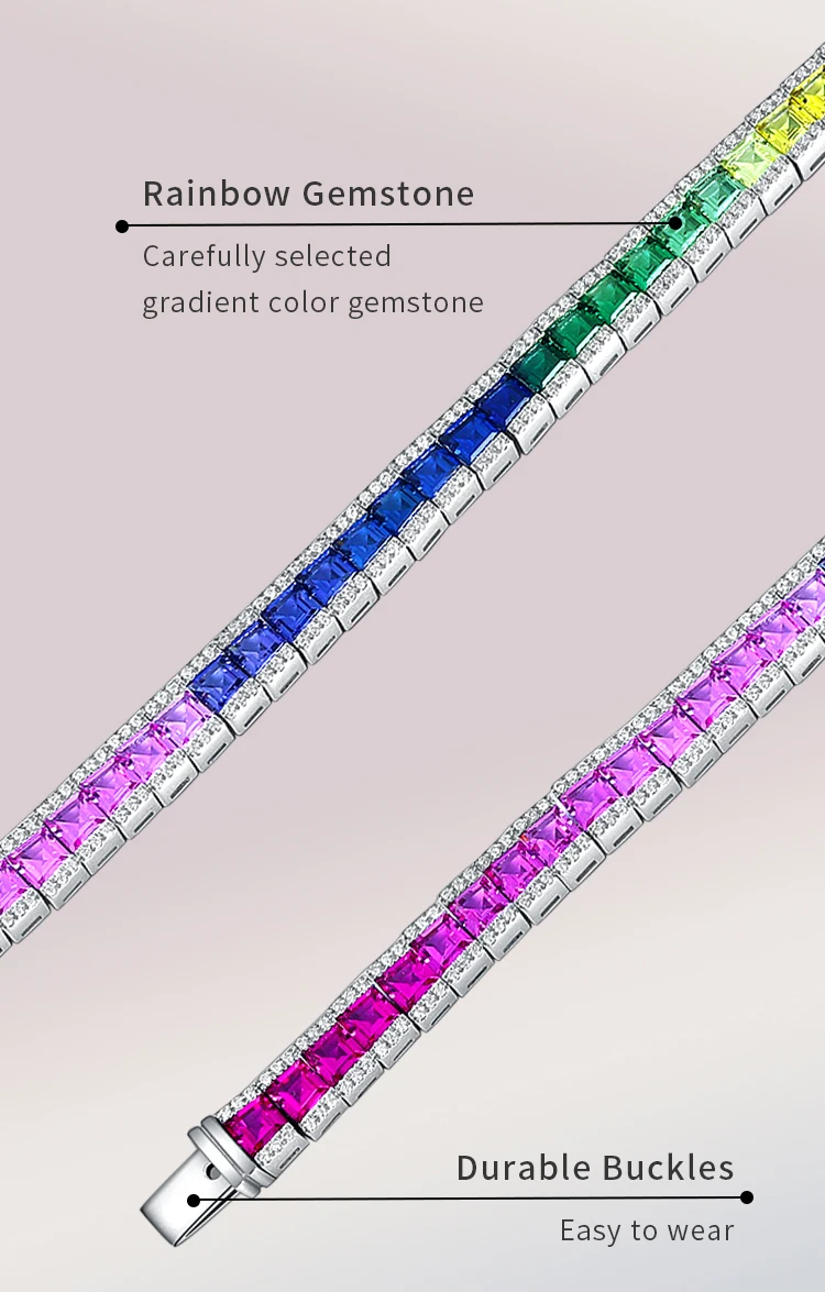 Rainbow Beautiful Womans Unique Sterling Silver 925 Tennis Bracelet