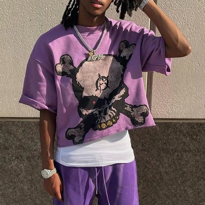 Custom Oversized Distressed Streetwear Cut Off Crop T-shirt ...