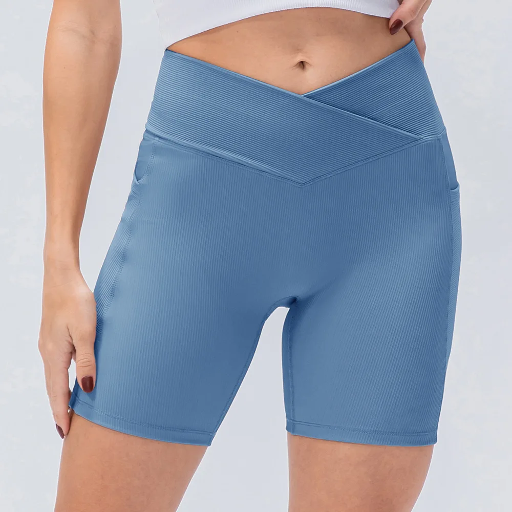 Womens Scrunch Butt Lifting Training Shorts High Waisted V Biker