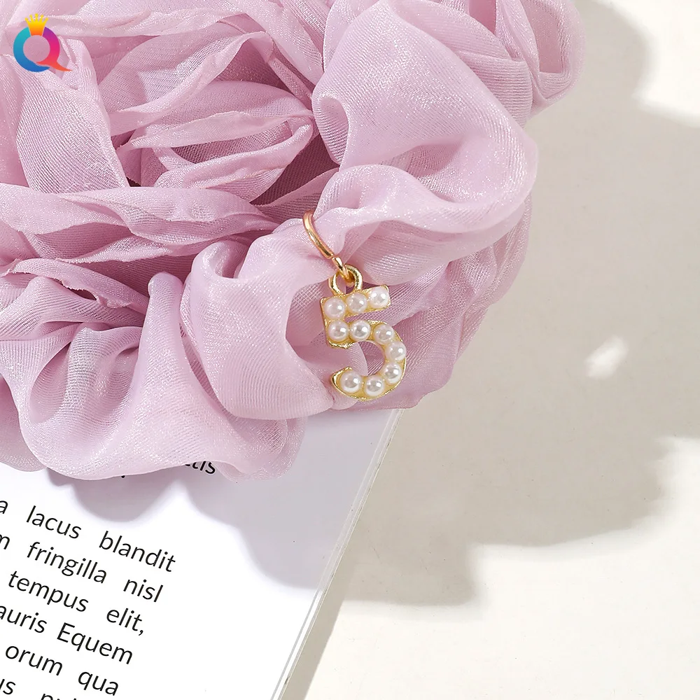 Soft Chiffon Hair Tie Scrunchies with Peony Flower Charm