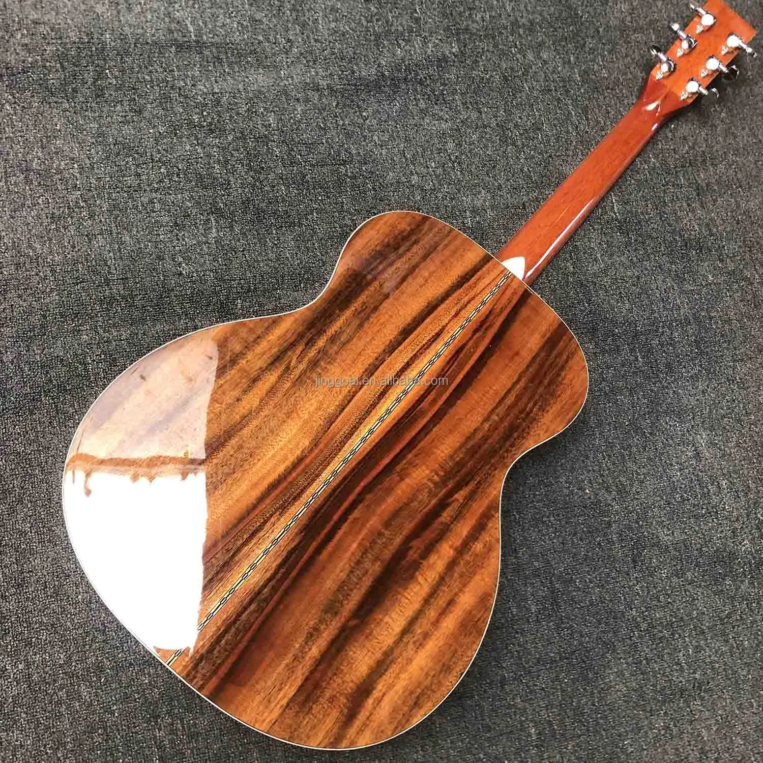 Custom Grand 40 Inch Koa Wood Acoustic Guitar - Fishbone Binding