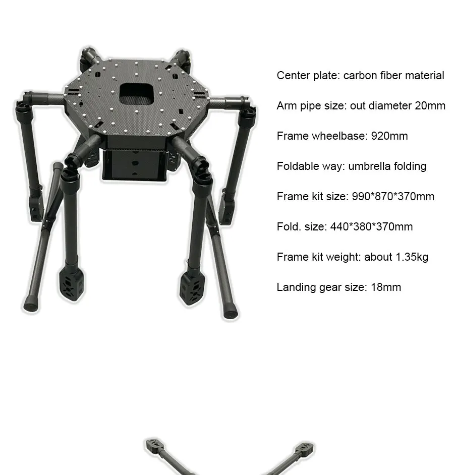 Jmrrc Hexacopter Frame Kit 6-axis Drone Flame With Carbon Fiber Landing ...