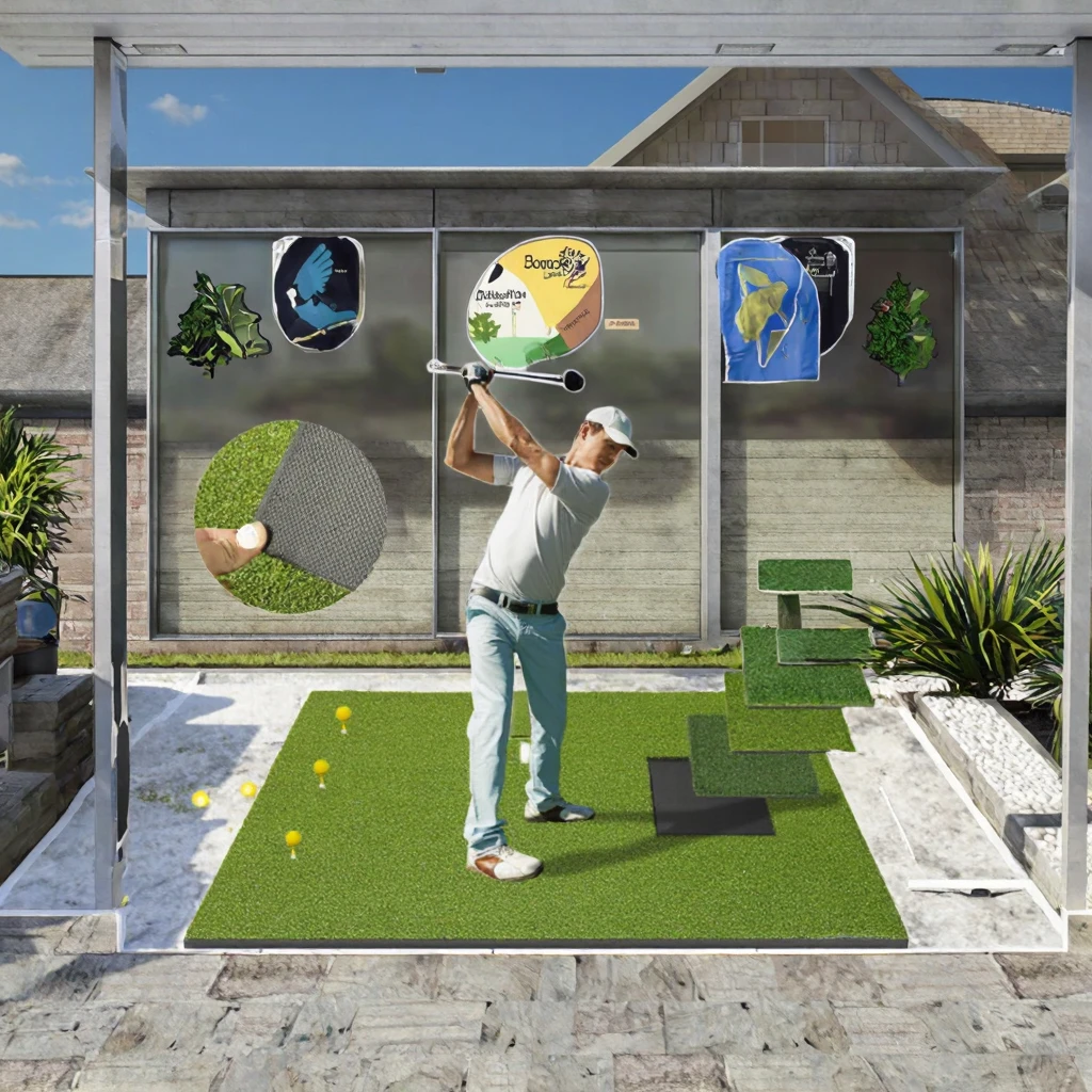 Pro 4-in-1 Premium Golf Hitting Mat 5x4ft Thickened 4 Interchangeable ...
