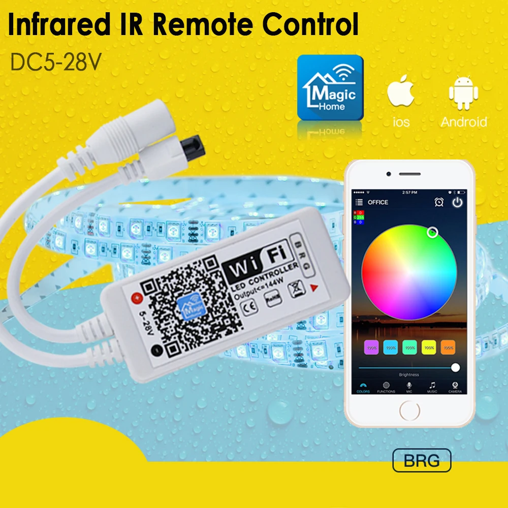 Hot Selling Mini WIFI+ Wireless 24-key RGB Controller DC5-28V Music Controller for Smart Home ...