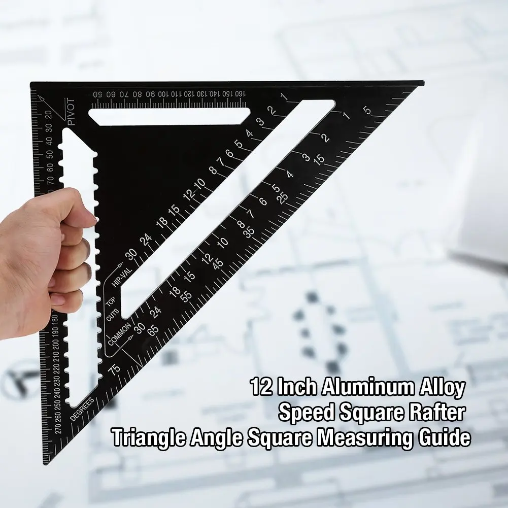 12 Inch Metric Aluminum Alloy Triangle Angle Ruler Protractor ...