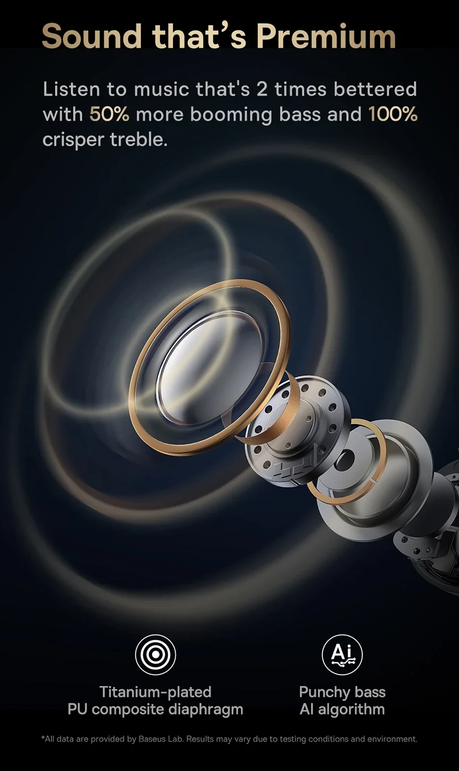 Baseus Bowie MA10 Pro Wireless Earphones 48dB Active Noise Cancellation ...