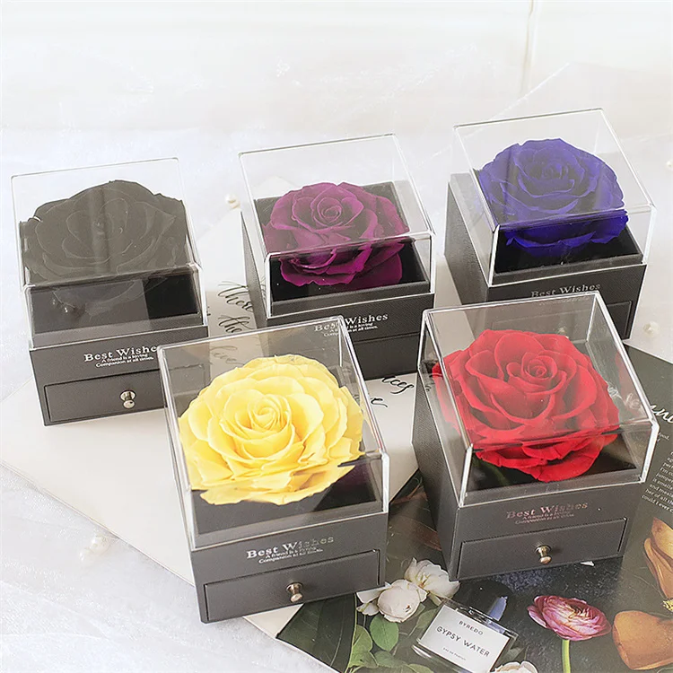 Luxury Preserved Fresh Rose Eternal Roses In Acrylic Box For Valentine ...