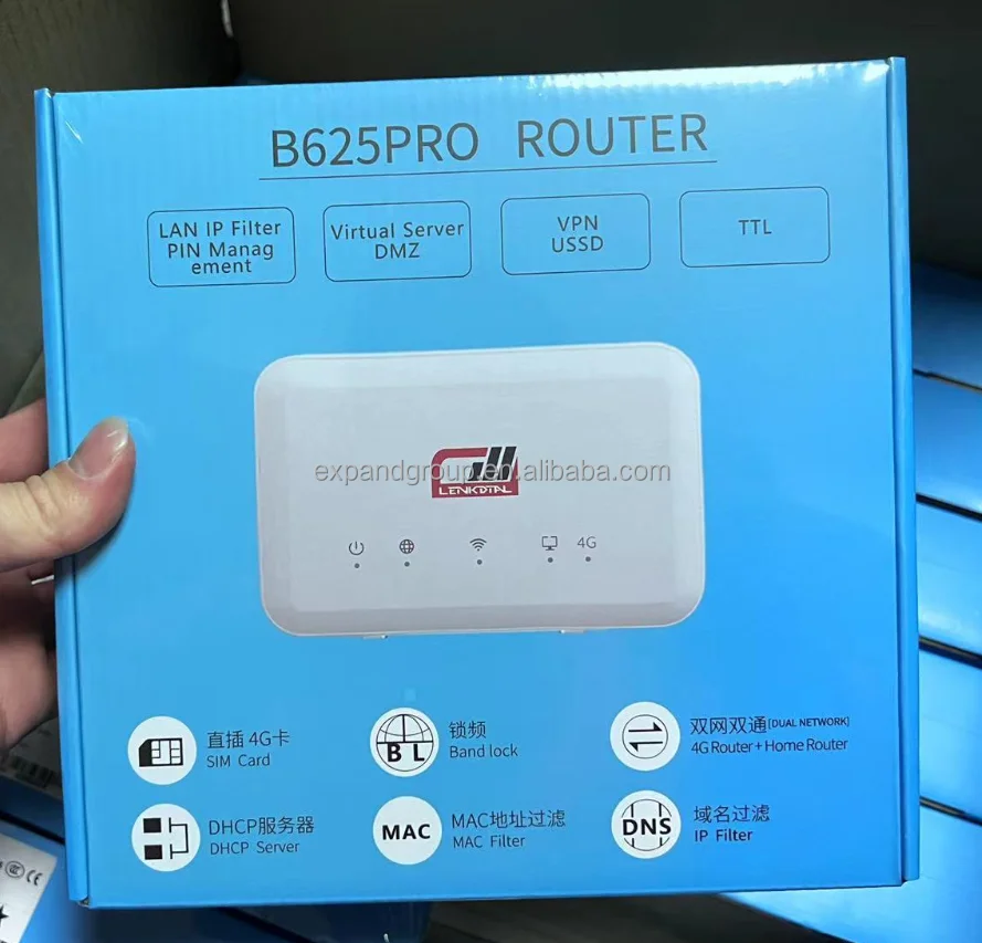 B625 Pro 4G Indoor Router - 300Mbps Speed, 3 LAN Ports, 32 Users, SIM ...