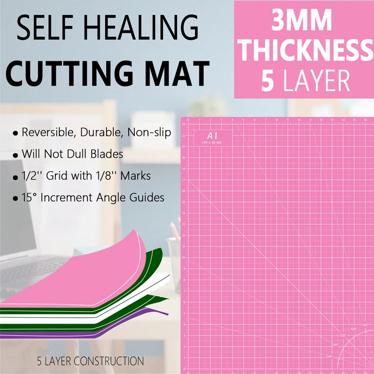 Pink Self Healing Cutting Mat - Large, Durable, and Precise