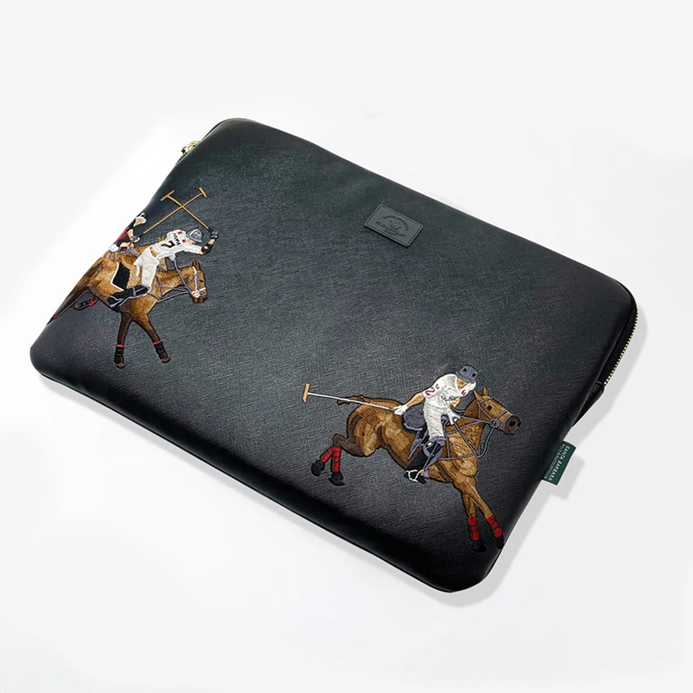 Embroidered Polo Pu Leather Laptop Sleeve With Plush Lining - Buy Fancy ...