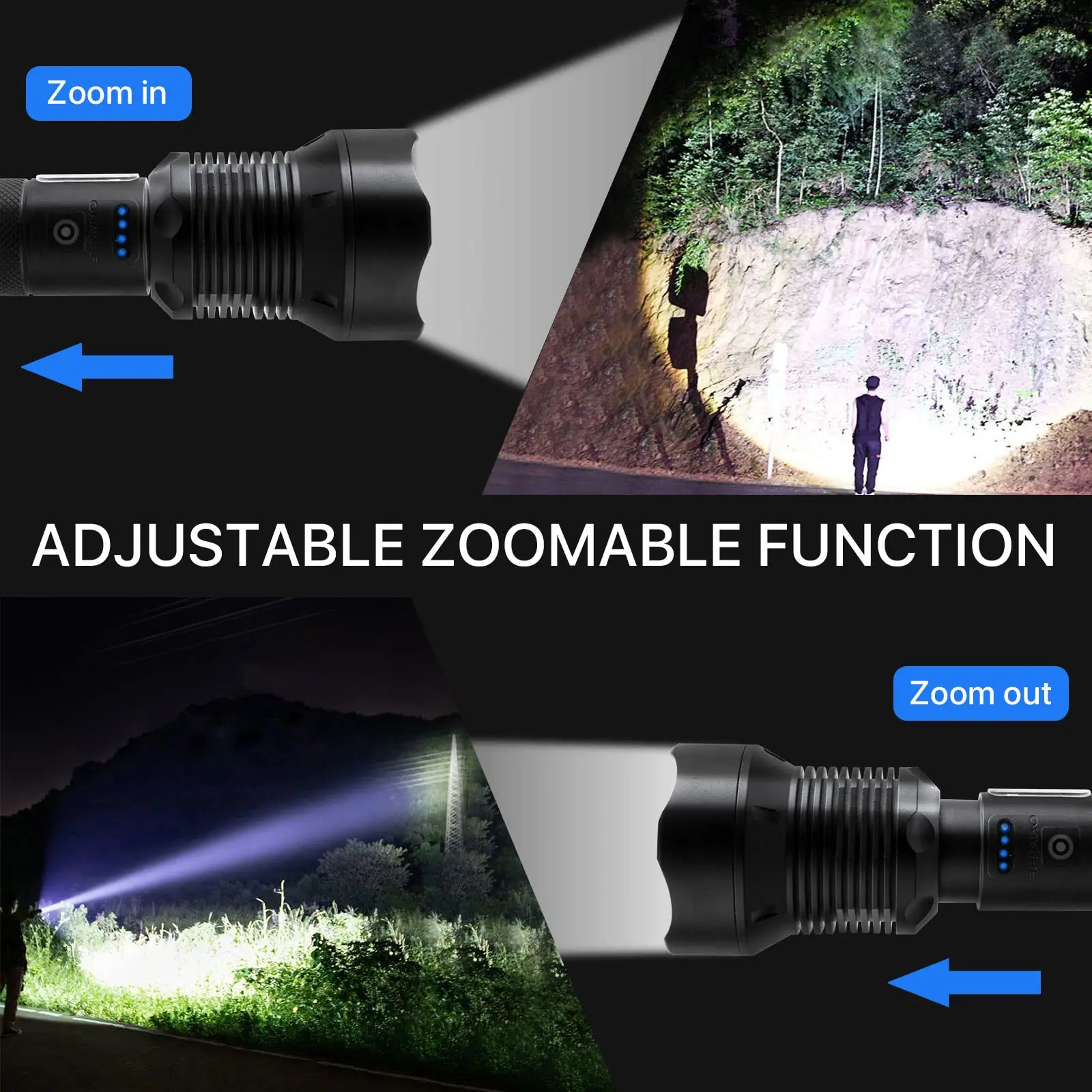 P160 Led Torch Light Zoomable Tactical Rechargeable 10000 Lumen ...