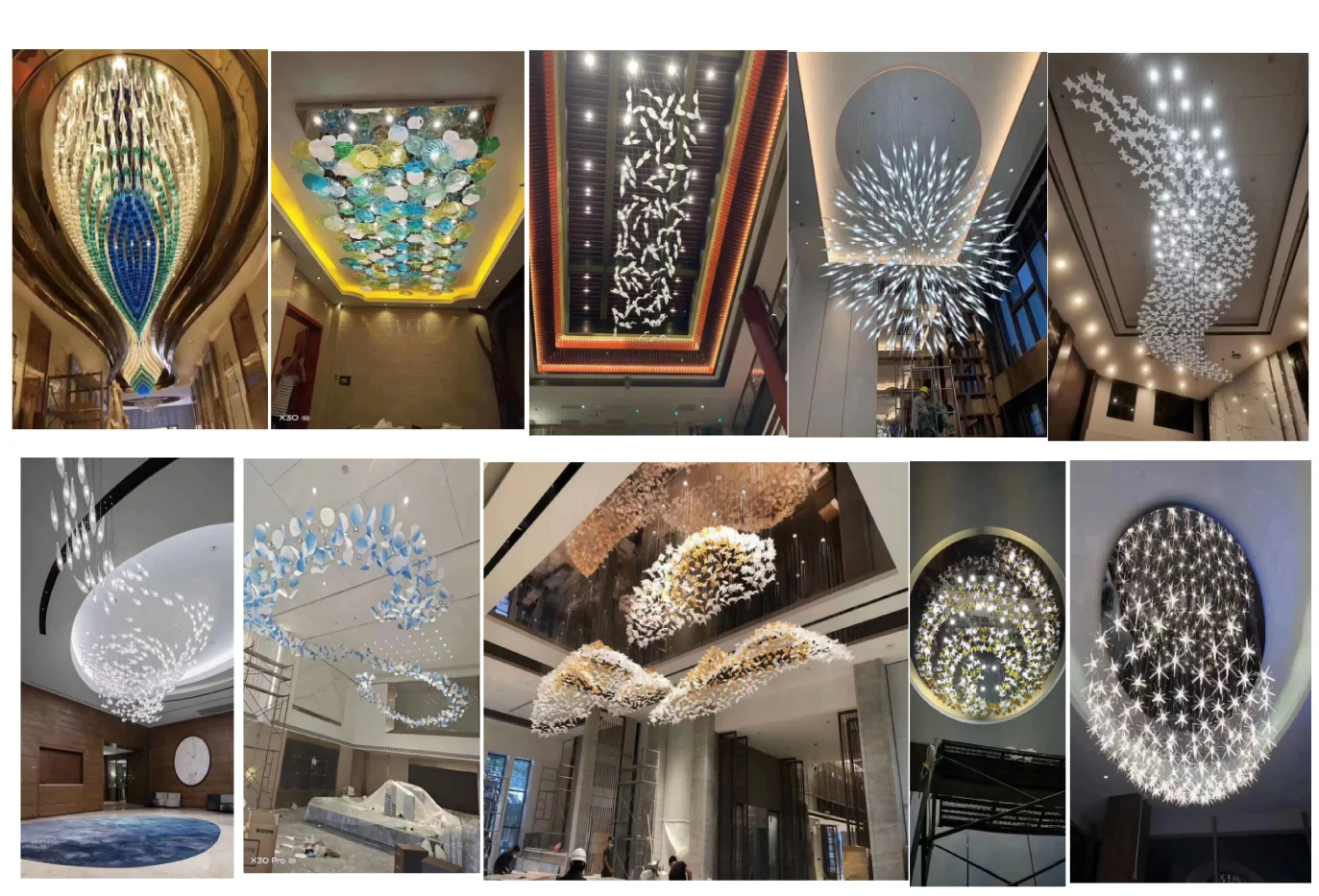 Large-scale Hotel Chinese-style Oval LED Chandelier Wireless Control ...