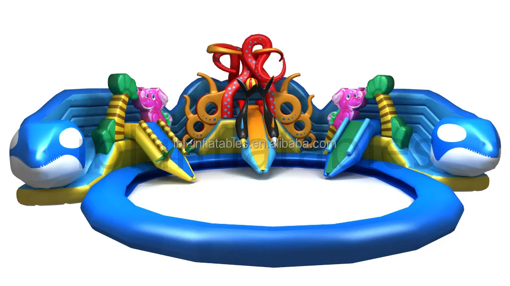 Commercial Inflatable Water Park With Water Slide And Pool Custom ...