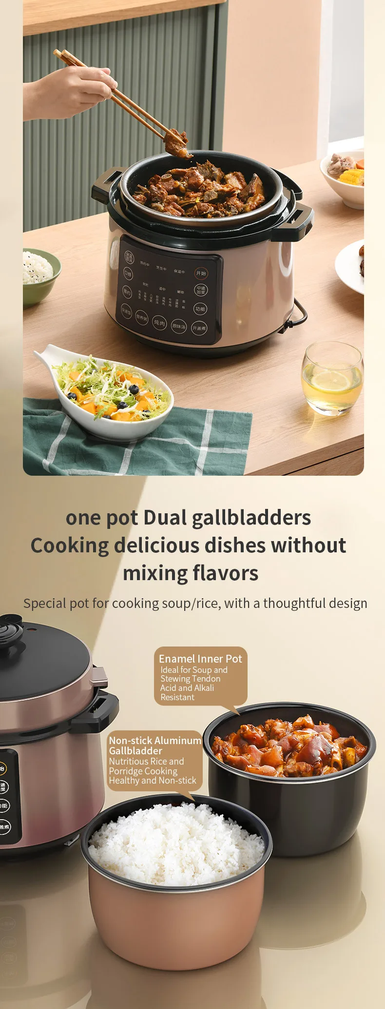 Touch Key Control Cooker Model Multifunctional Programmable 5 Quart Non ...