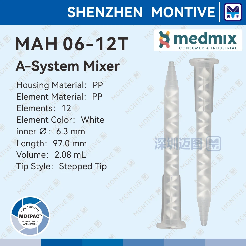 Sulzer Mixpac Mah06-12t Plastic Static Mixer For Two-component 50ml 1:1 ...