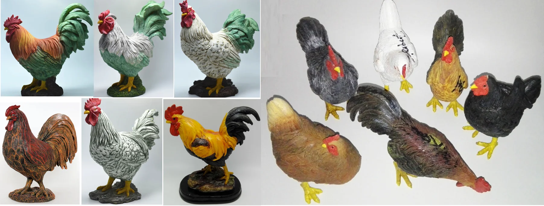 Handpaint Resin Farm Animal Statues Standing Polyresin Long Rooster ...
