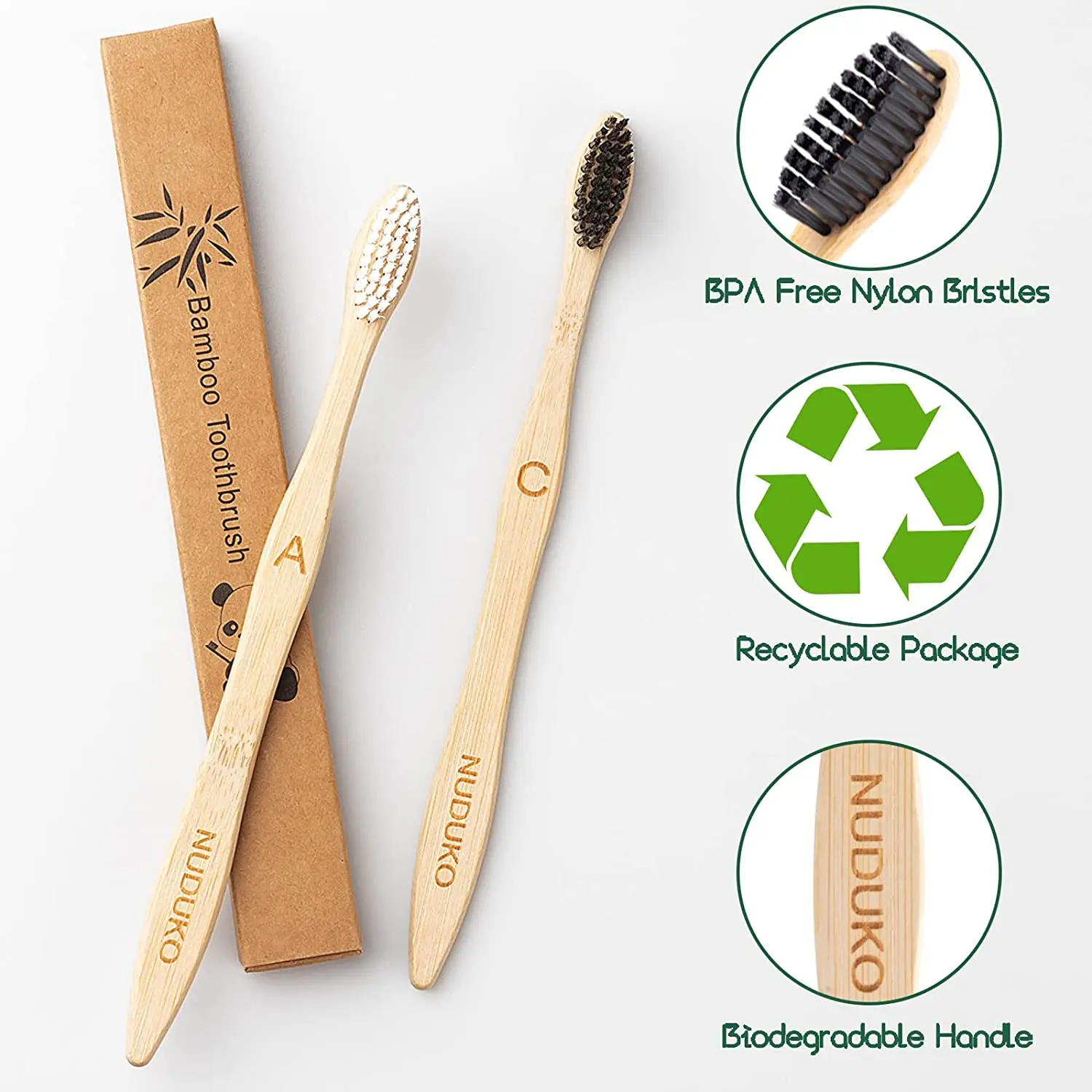Eco- Friendly Biodegradable Charcoal Bristles Oem Bamboo Toothbrush ...