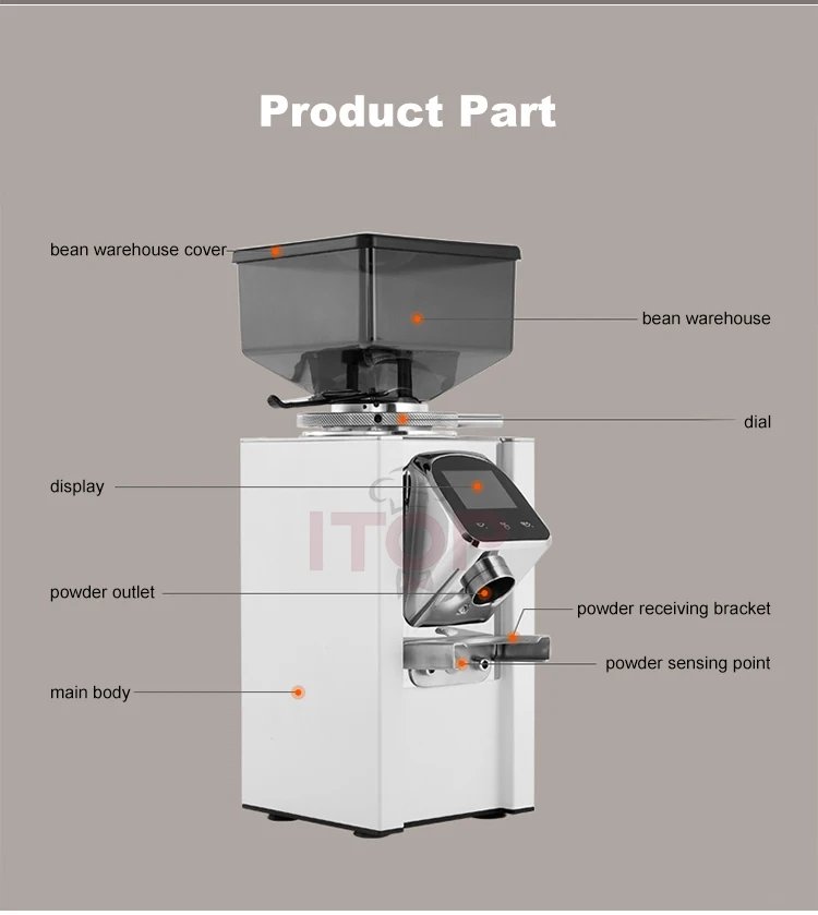 Industrial Coffee Grinder 350g Bean Hopper Capacity Touch Screen ...