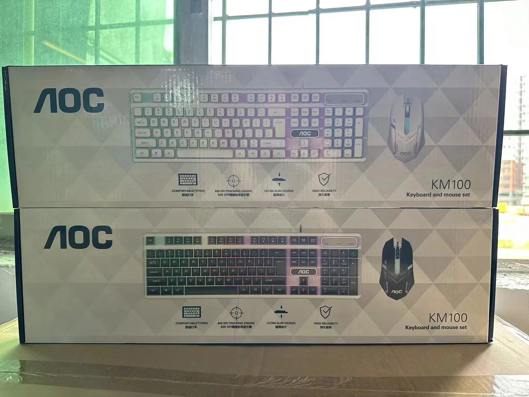 Aoc Km100 Wired Usb Luminous Keyboard And Mouse Set Mechanical Touch ...