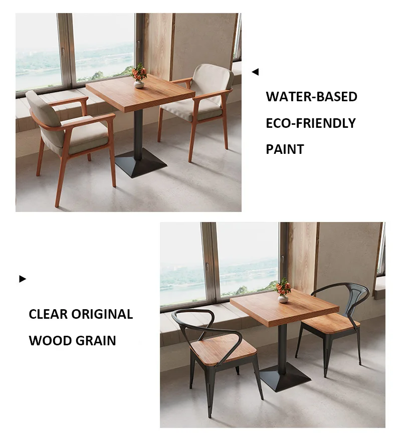 Cheap Modern Simple Restaurant Furniture Cafeteria Solid Wood Dining ...