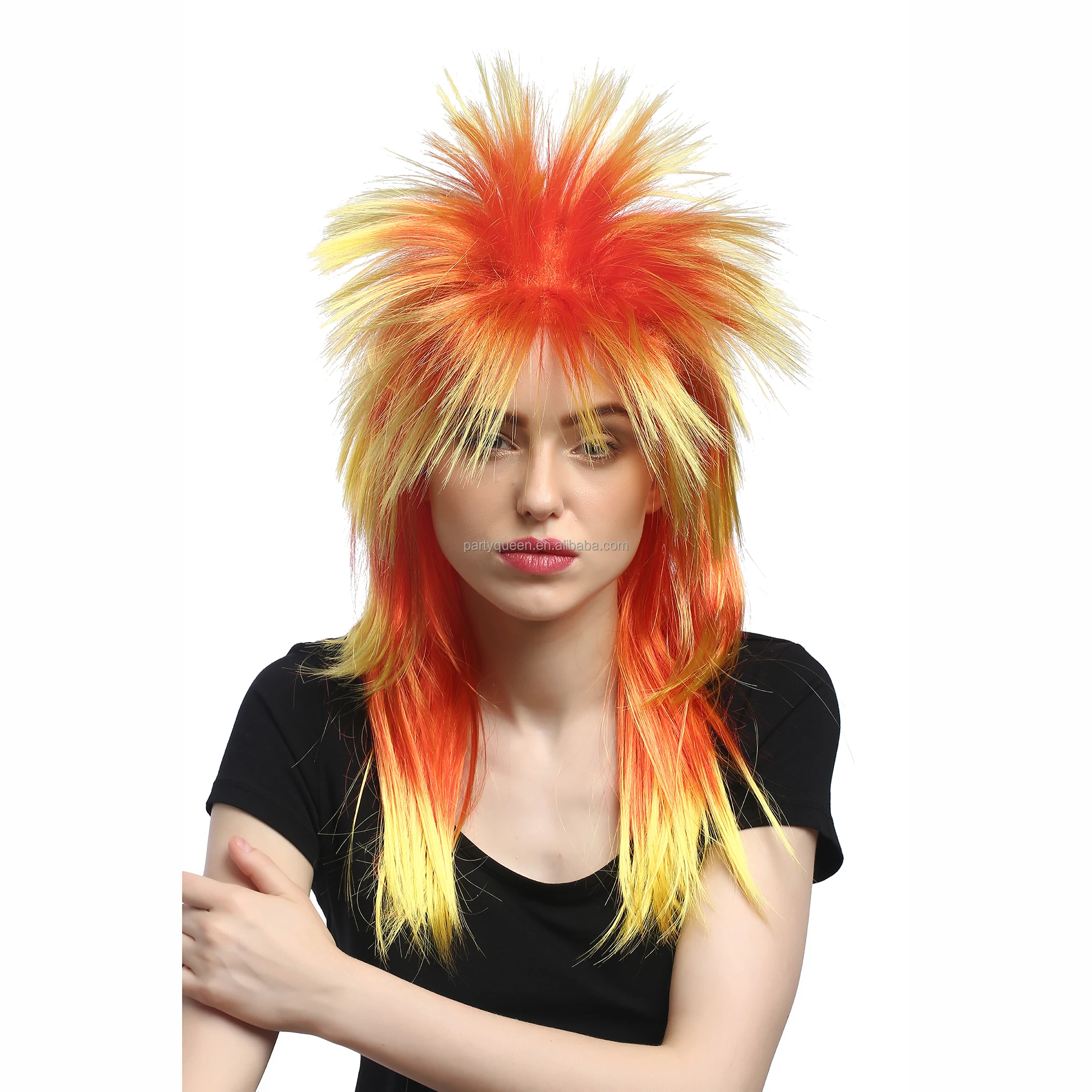 Red Mullet Wig 80s Spiked Rocker Wig Halloween Costume Cosplay Punk ...