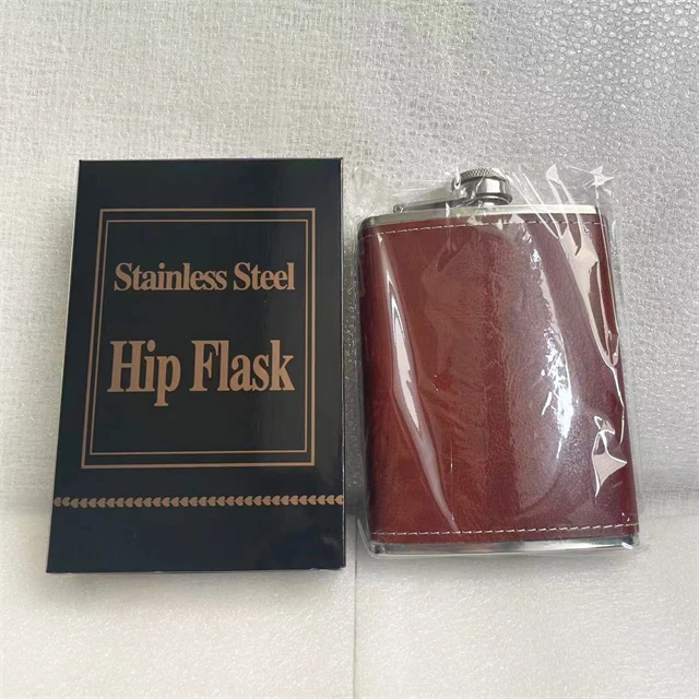 Custom Leather Liquor Flask - Stainless Steel Hip Flask