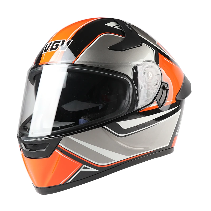 V606 Bright Orange Dot Certification Full Face Helmet Double Lens ...