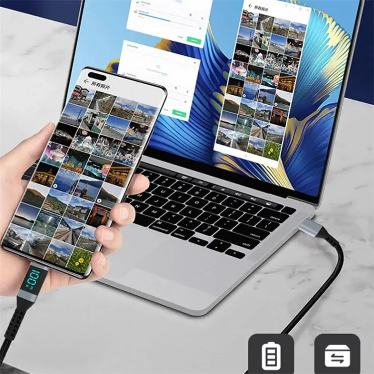 SIDAWOO LED Display 100W USB Type C to USB C Cable for Fast Charging