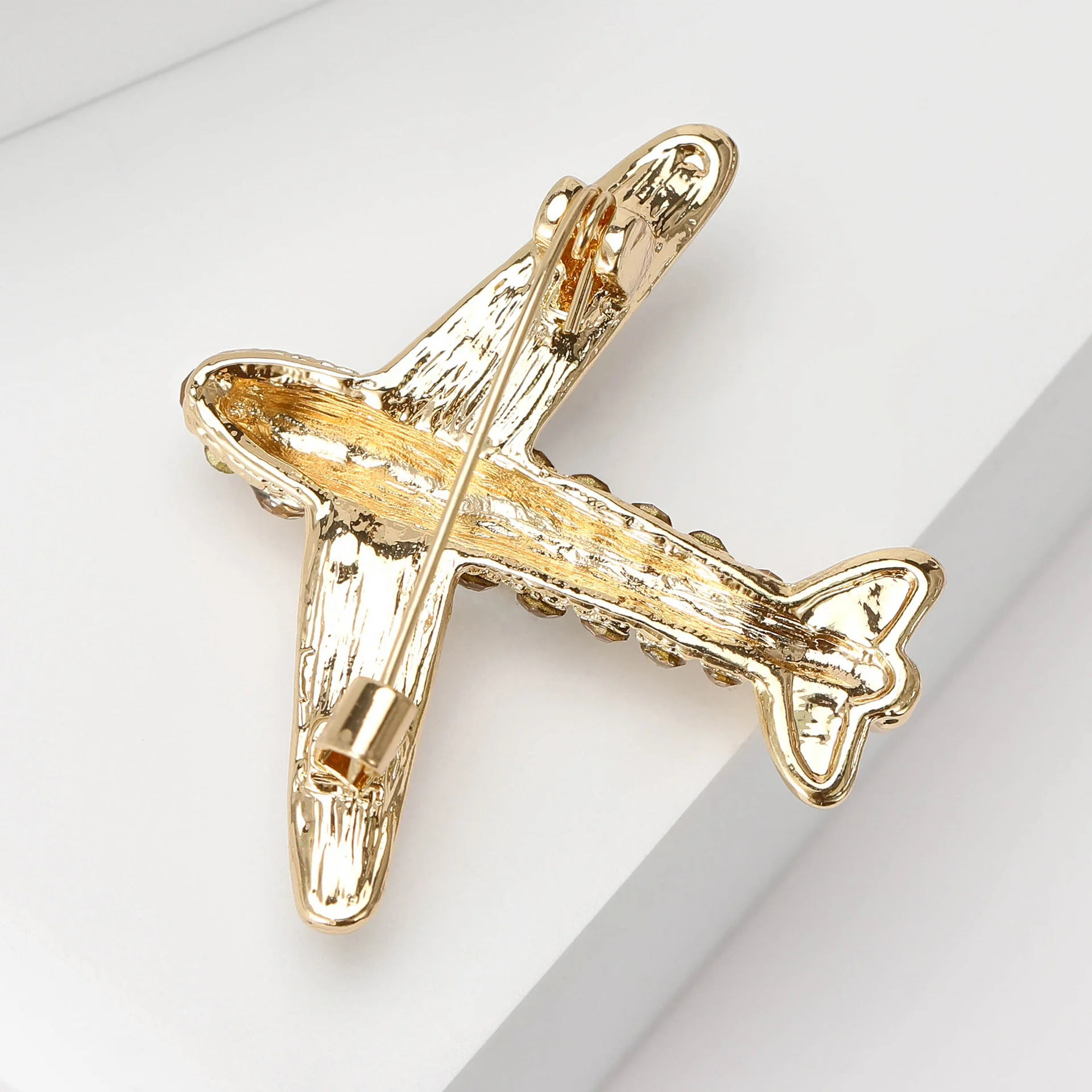 Alloy Rhinestone Airplane Brooches Crystal Aircraft Pilot Pin for ...