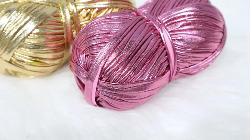 100% Polyester Yarn Faux Leather Magic Color Hand Woven Cloth Crochet T ...