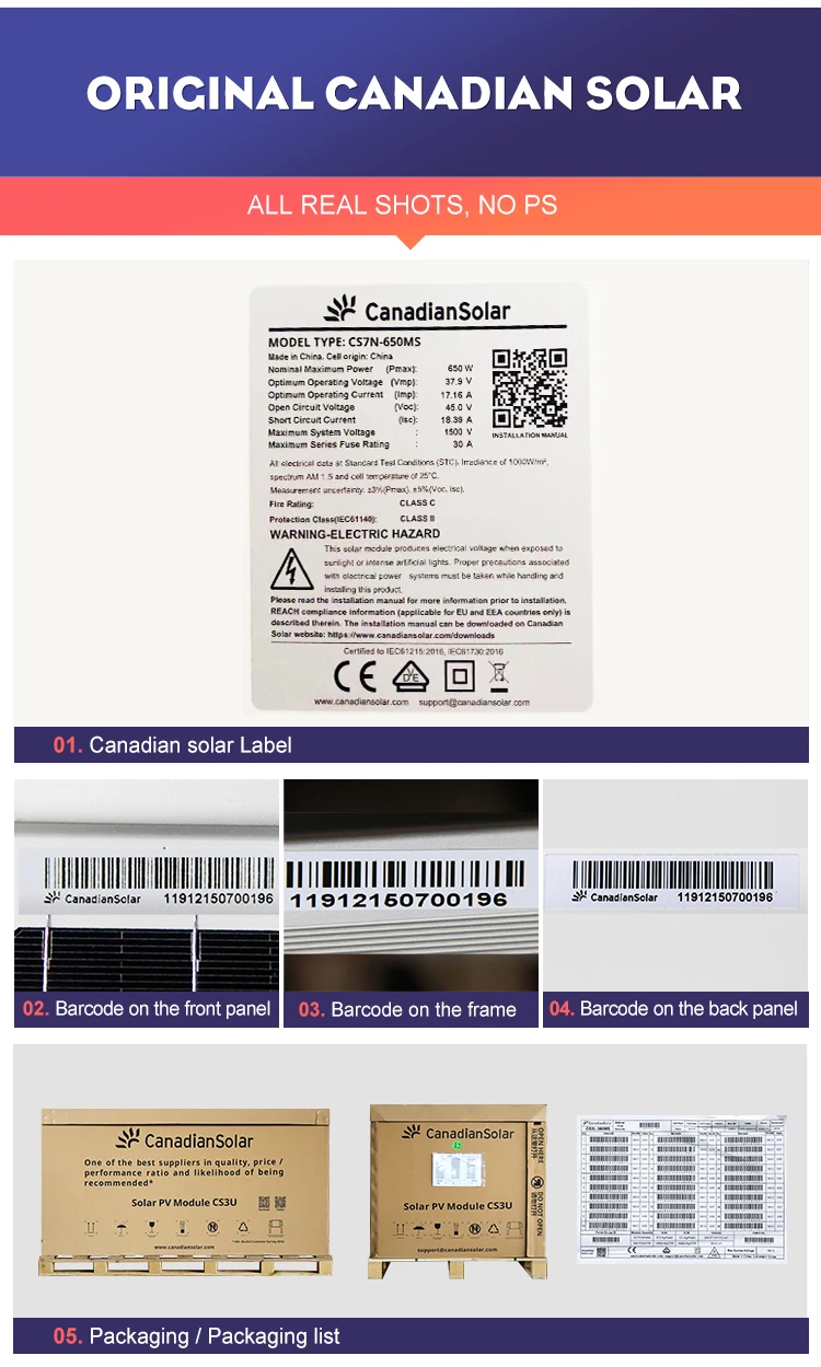 Canadian Solar Panels 600w 605w 610w High Power Photovoltaic Solar ...