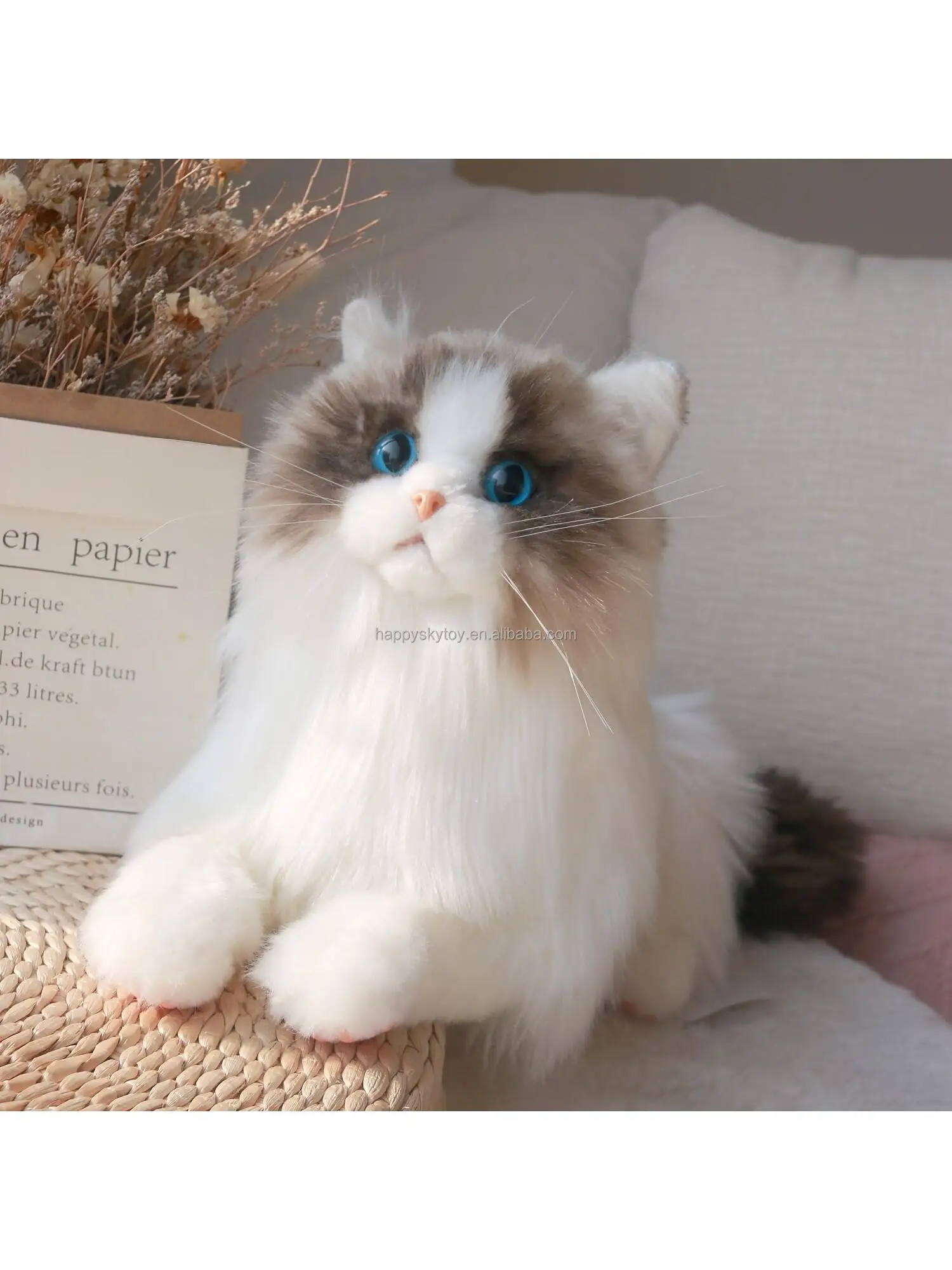 Custom Realistic Cat Plush Toy Stuffed Animal Stuff White Cat Toys ...