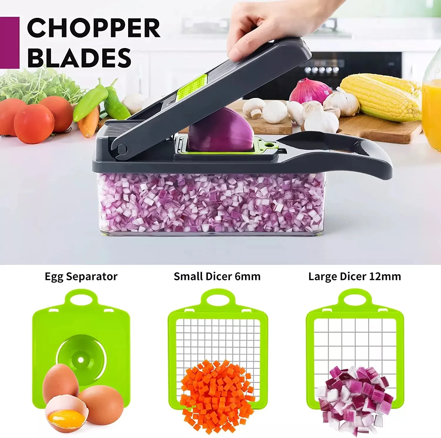 Supply Multifunctional 15 In 1 Handheld Vegetable Chopper Onion Cutter ...