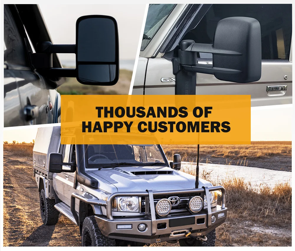San Hima Black Extendable Towing Mirrors For Toyota Land Cruiser 70-79 ...