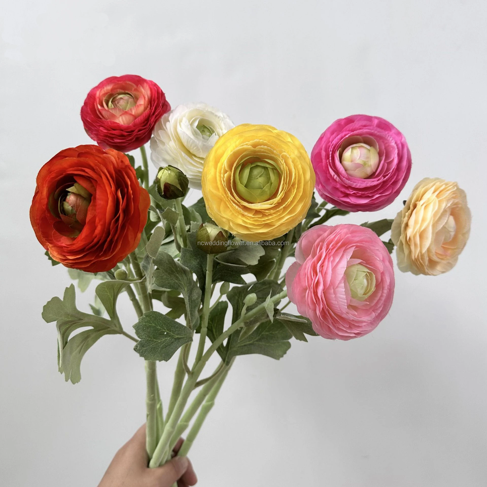 Luxury Real Touch 50cm 19.5 Inch Ranunculus Artificial Wedding Flower ...