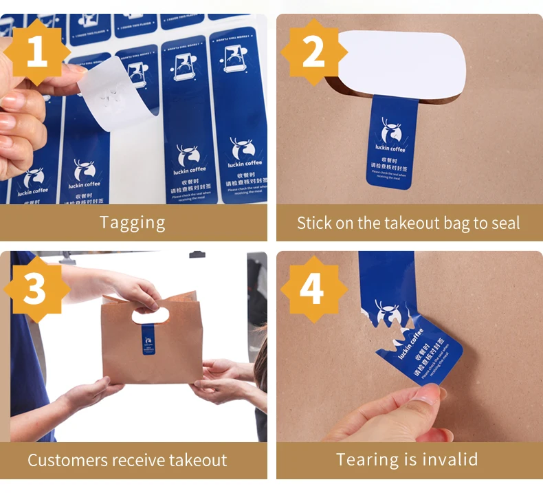 Take Away Food Delivery Tamper Evident Sealed for Packing Label Self ...